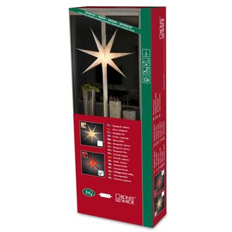 Konstsmide Roter Papierstern, perforiert, 7 Zacken, inkl. Anschlusskabel mit an/aus Schalter, ohne Leuchtmittel, E14 Lampenhalterung, 230V, Innen, wei&szlig;es Kabel -