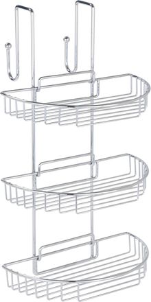 WENKO Badregal zum Hängen - 3 abnehmbare Ablagen, 2 Haken, Stahl, 29 x 51 x 27 cm, Chrom