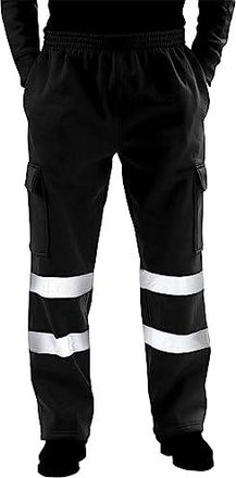 Generic Pantalon De Travail Homme avec Bandes Réfléchissant Pantalon Cargo Homme avec Poche Taille Elastique Randonnée Jogging Sport Baggy Chasse Large Moto T