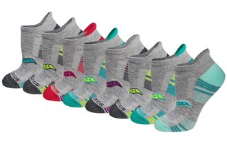 Saucony Rundry Performance Damen-Socken mit Fersenlasche, erhältlich in Größen S-L (8-, 16-, 24-Paar), Large