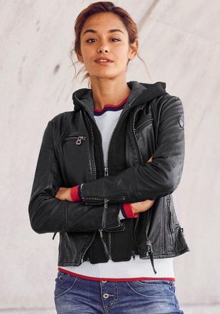 Mauritius Lederjacke NOLA Two-in-One Style - mit abnehmbarer Jersey-Kapuze