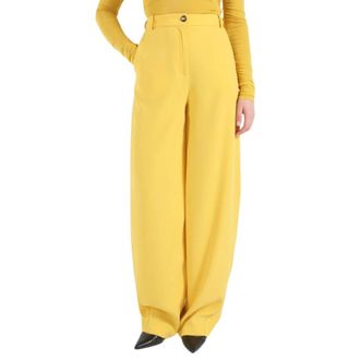 Elisabetta Franchi Femme, Pantalons, Jaune, Taille: 38 FR Pantalon L&eacute;ger en Cr&ecirc;pe