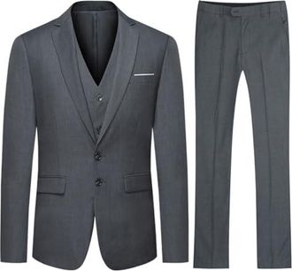 AlltheMen Costume Hommes 3 Pcs De Mariage Party Costumes Blazer Gilet Pantalon Casual Gris XXL
