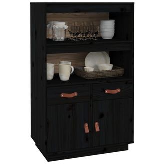 Generic Highboard aus Massivem Kiefernholz, 2 Schubladen und Doppelt&uuml;rfach mit Offenen Regalen, Multifunktionaler Organizer f&uuml;r Zuhause, K&uuml;che und Schlafzimme