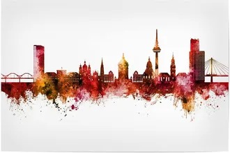artboxONE Poster 150x100 cm Städte Mannheim Germany Skyline Red - Bild Mannheim Cityscape Deutschland