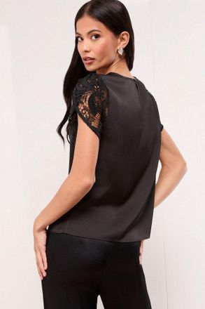 Lipsy T-Shirt Lipsy Top mit Tulpen&auml;rmeln, Regular (1-tlg)