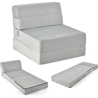 Costway Costway - Matelas Lit Fauteuil Pliable, Futon Convertible en Mousse Haute Densité de 15 cm, Chauffeuse 1 Place avec Housse Amovible et Lavable, Clic