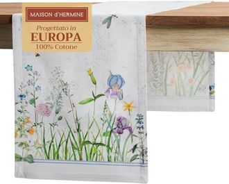 Maison d'Hermine Fleurs De Mai Chemin de Table 100 % Coton pour f&ecirc;tes D&icirc;ner Vacances Cuisine Printemps/&Eacute;t&eacute; (50cm x 150cm)