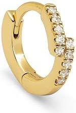 Singularu Boucle doreille seule Créole Cleo Croisé. Argent 925 avec finition plaqué or 18 kt, motif créole et zircons. Bijoux pour femme