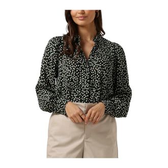 Y.A.S Schwarze florale Bluse mit langen &Auml;rmeln - - Blouses & Shirts - Damen - Schwarzk - XS