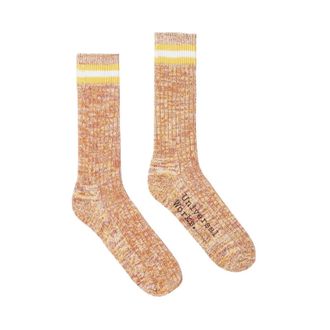 Universal Works Homme, Sous-vêtements, Jaune, Taille: M Chaussettes Classiques à Rayures