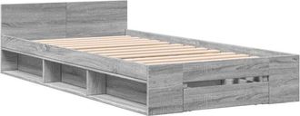 vidaXL Bettgestell mit Schublade Grau Sonoma 75x190 cm Holzwerkstoff Vidaxl