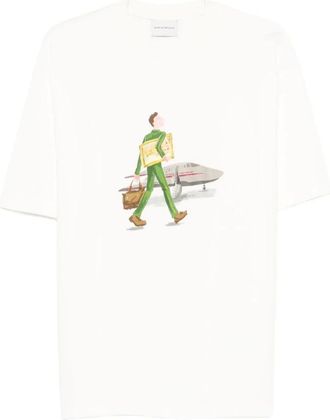 Dr&ocirc;le de Monsieur Homme, Tops, Beige, Taille: S T-Shirt Ras du Cou avec Imprim&eacute; Graphique