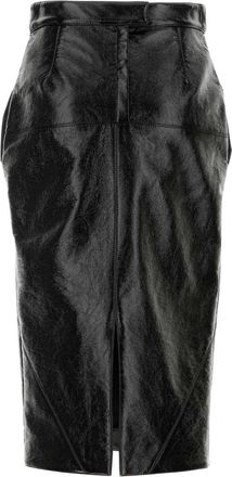 Lanvin Womens Black Synthetic Leather Skirt Noir Gonne