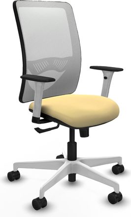 Piqueras y Crespo Telearbeitsstuhl Zulema mit wei&szlig;en und schwarzen Armlehnen, h&ouml;henverstellbare Lendenwirbelst&uuml;tze, ausgestattet mit Sincro 3 Positionen und Schneidesch