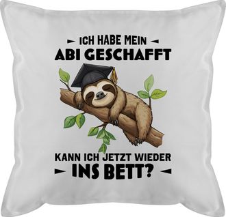 Shirtracer Kissen 50x50 - Ich habe mein Abi geschafft Faultier I Abi Geschenk Ideen Abitur 2025 Geschenke zum Abitur Abschluss Geschenke - 50 x 50 cm - Weiß - ab