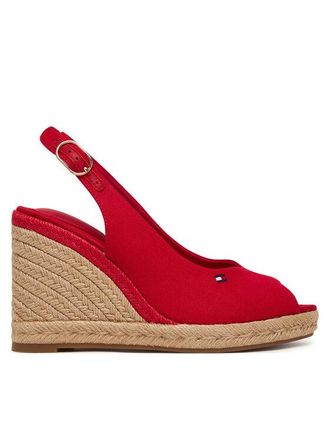 Tommy Hilfiger Espadrilles Flag High Wedge Espad Slingback FW0FW09343 Rot
