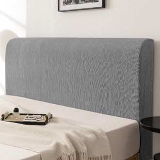 Generic Leinenmischgewebe dehnbar Bettkopfteil Bezug Qualit&auml;t weich gepolsterter Rundum Kopfteilschutzbezug atmungsaktiv Kopfteil Bezug Waschbar Dunkelgrau 14