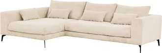 Studio Copenhagen home24 Ecksofa Beige Cordstoff Lola 313 x 85 x 172cm Longchair davorstehend links Modern