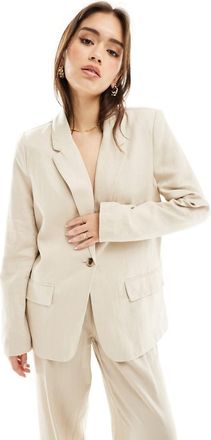 Vila Blazer densemble en lin - Gr&egrave;ge-Neutral