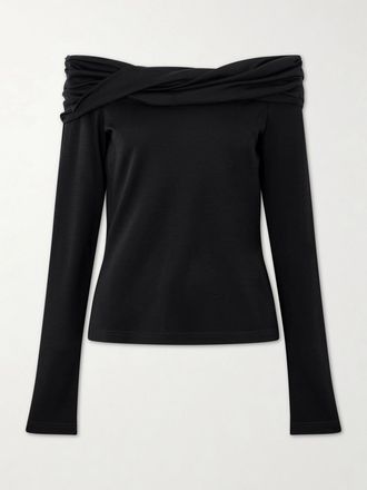 Max Mara Schulterfreies Oberteil Aus Wolle - Schwarz