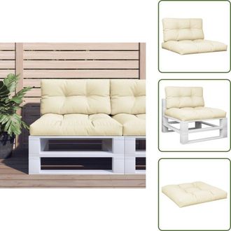 vidaXL The Living Store - Coussins de palette lot de 2 cr&egrave;me tissu - Coussins De Terrasse - Coussins Exterieurs - Coussins D&eacute;coratifs - Coussins Confortable