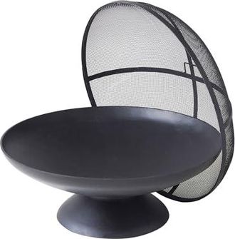 COOK IN GARDEN Garten-Feuerschale mit Glocke Junto - Schale & Fu&szlig; aus Gusseisen f&uuml;r den Au&szlig;enbereich - Hitzebest&auml;ndig Robust & Langlebig, Schwarz/Edelstahl