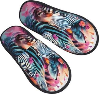 Generic Pantoufles Fleur z&egrave;bre Faune z&egrave;bre ray&eacute;e Chaud Chaussons dint&eacute;rieur Antid&eacute;rapant Respirant Maison Pantoufles Hiver Femme L