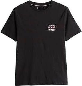 Tommy Hilfiger T-Shirt Manches Courtes Homme Stack Tee avec Col Ras-du-Cou, Noir (Black), S