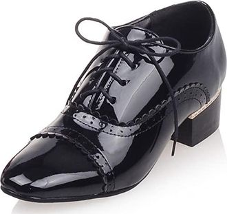 Smilice Chaussures plates &agrave; lacets pour femme, Noir, 34 EU