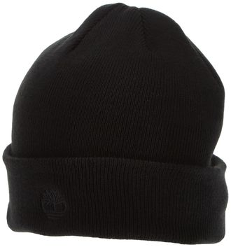 Timberland Herren Beanie mit B&uuml;ndchen und Gesticktem Logo Winter-Hut, Schwarz, Einheitsgr&ouml;&szlig;e