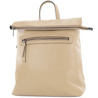 modamoda.de T235 - Damen Rucksack Tasche ital. Echtleder, Farbe:Graubeige