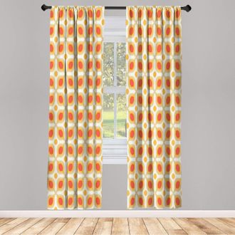 Abakuhaus Geometrisch Vorh&auml;nge, 70er Boho Geometric, Fensterbehandlungen 2 Panel Set f&uuml;r Wohnzimmer Schlafzimmer Dekor, 150 cm x 245 cm, Orangencreme