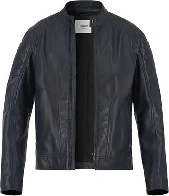 Joop Herren Lederjacke blau unifarben