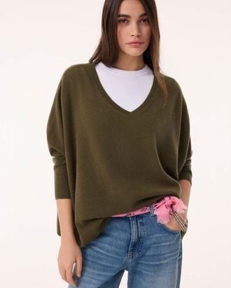 Kujten Pull cachemire femme col V oversize - Pull Minie