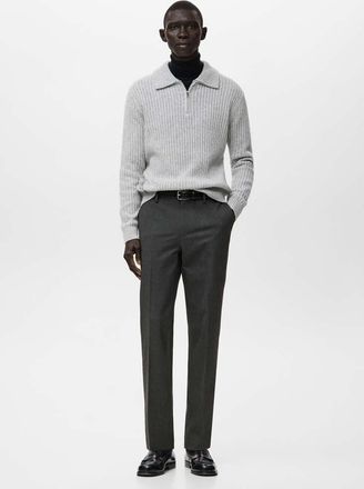 Mango Pantalon flanelle regular-fit gris chin&eacute; fonc&eacute; - Homme - 38 - MANGO MAN