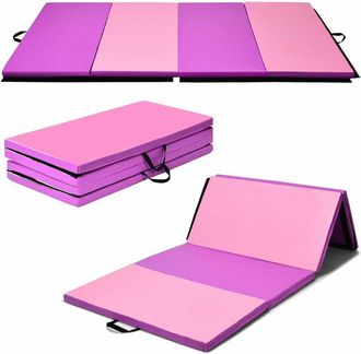 Costway 240 x 120 x 5 cm Weichbodenmatte, Gymnastikmatte klappbar, Yogamatte mit Klettverschluss und 2 Tragegriffe, Turnmatte, Klappmatte