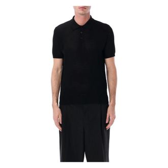 Roberto Collina Piqu&eacute;-Polohemd mit Lochmuster - - Tops - Herren - Schwarzk - M