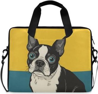 Alaza Sac pour ordinateur portable de 40,6 &agrave; 15,6 cm, motif animal terrier de Boston, sac pour ordinateur portable pour femme, homme, &eacute;tudiant, travail, voy