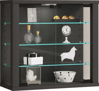 VCM Glasvitrine hängend/Vitrine Glas mit ESG-Sicherheitsglas/Maße: H. 40 x B. 43 x T. 18 cm/Hängevitrine Glas/Modern und platzsparend/Glas Vitrinenschrank