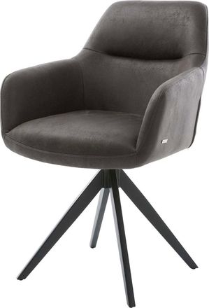 DELIFE Polsterstuhl Pejo-Flex Kreuzgestell kantig Schwarz Mikrofaser Anthrazit Vintage Taschenfederkern