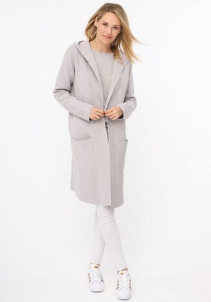 Zwillingsherz Strickjacke Janina Kapuze, Taschen, Langarm, knielang, ohne Verschluss
