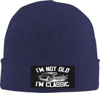 Generic Tricoté Bonnet Je Ne suis Pas Vieux, Je suis Classique! Fête des Pères Extensible Tricoter Chapeau Épais Beanie Tricoté pour Femme Adultes Ski