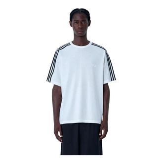 Yohji Yamamoto Gestreiftes Logo-Motiv-T-Shirt - - Tops - Herren - Wei&szlig; - 2XS
