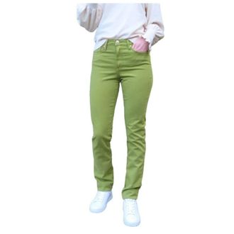 Islow Hoch taillierte Slim Fit Baumwollhose - - Trousers - Damen - Gr&uuml;n - W28
