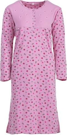 Lucky Brand Chemise de nuit thermique à manches longues pour femme Design Gerbera Boutonnière M-2XL Mélange de coton, Rose, L