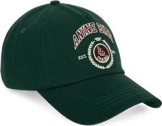 Anine Bing A-12-12912 Embroidered Logo Cotton Baseball Cap - Green