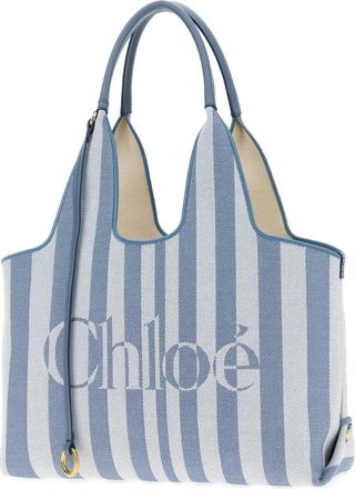 Chlo&eacute; Striped Canvas Tote Bag - Blue