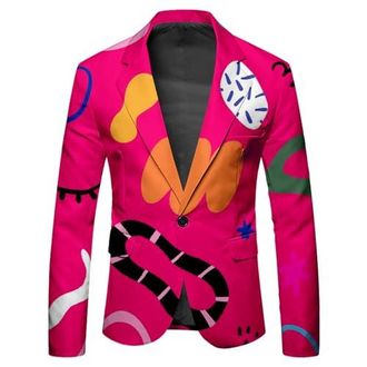 Generic Veste pour homme - Imprim&eacute; multicolore - Coupe ajust&eacute;e - Veste de costume amusante avec motif pour carnaval, f&ecirc;te, festival - Blazer pour homme modern