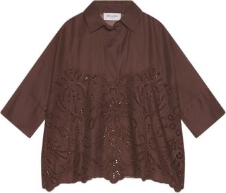 Ermanno Scervino Femme, Blouses et Chemises, Brun, Taille: 38 FR Chemise l&eacute;g&egrave;re en mousseline de coton